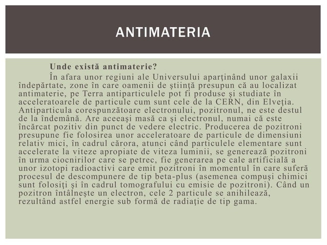 Materie si antimaterie | PPT