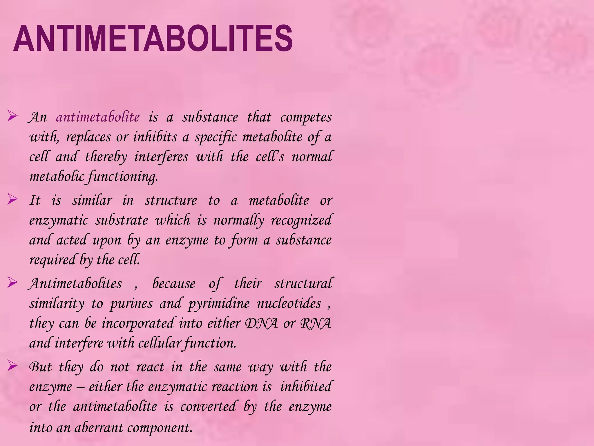 Antimetabolites and suicide inhibitors | PPTX