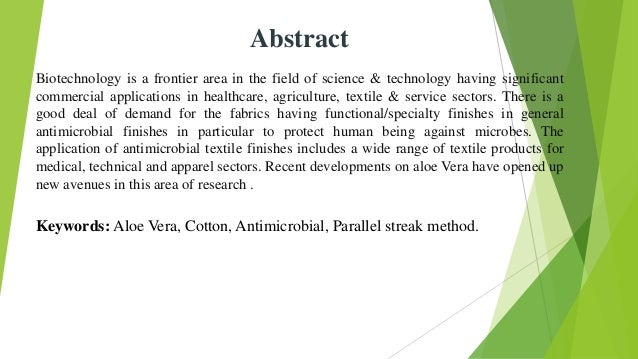 Antimicrobial finish on bleached cotton fabric with Aloe Vera