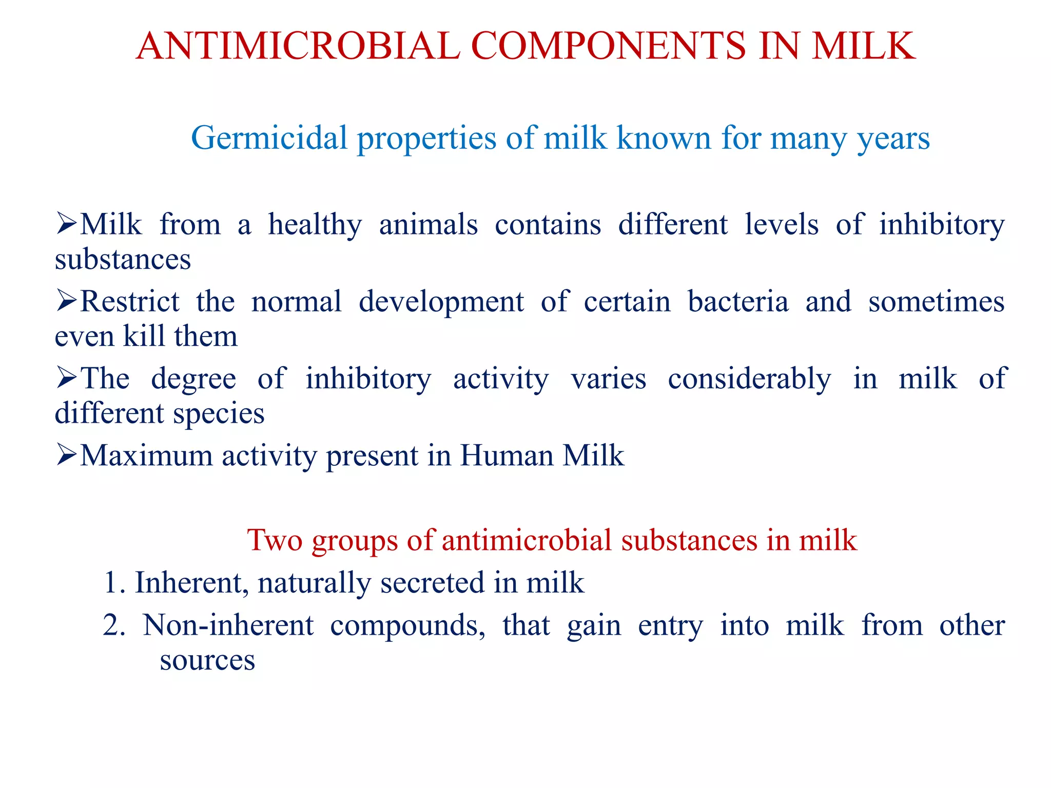 Antimicrobial activity raw milk | PPTX