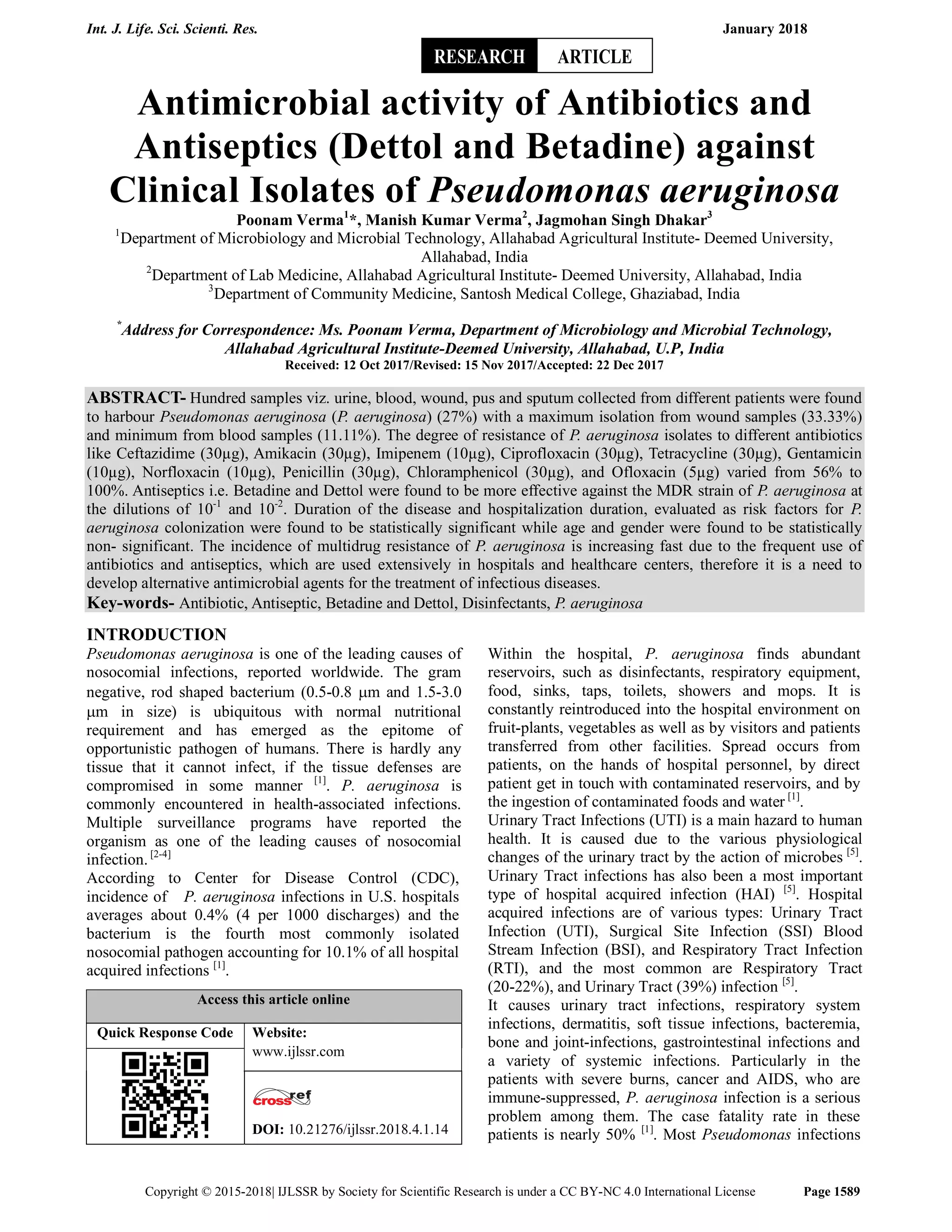 Antimicrobial activity of Antibiotics and Antiseptics (Dettol and ...