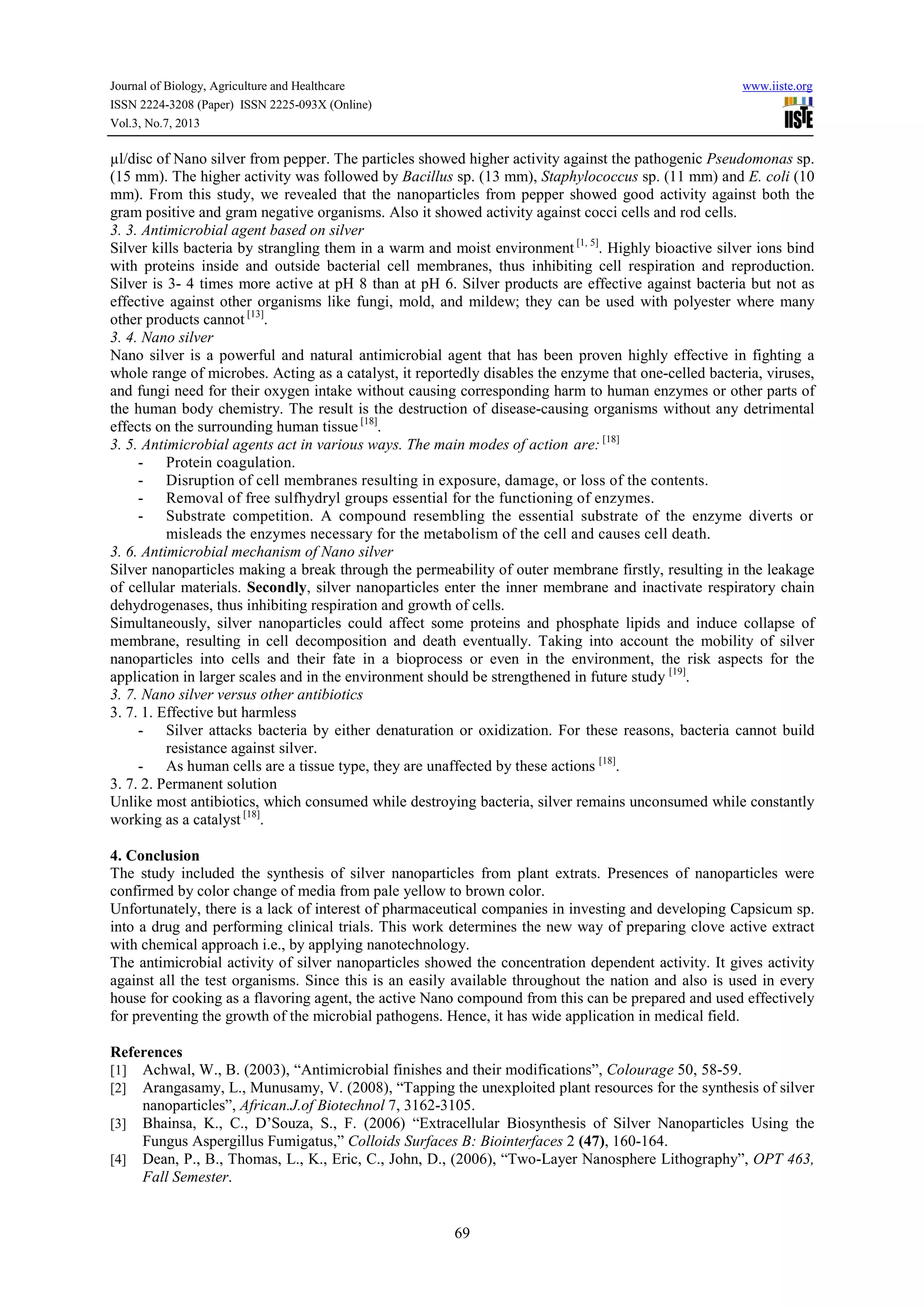 Antimicrobial activity of silver nanoparticles from capsicum sp ...