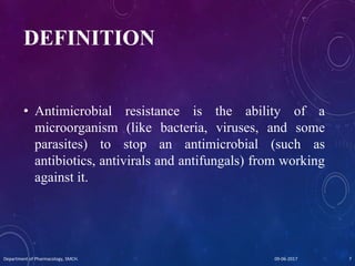 Antimicrobial drug resistance | PPTX