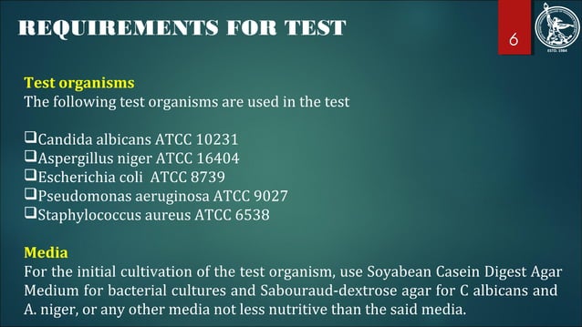 EVALUATION OF EFFICACY OF ANTIMICOBIAL PRESERVATIVE | PPT | Infectious ...