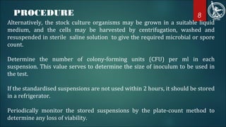 EVALUATION OF EFFICACY OF ANTIMICOBIAL PRESERVATIVE | PPT