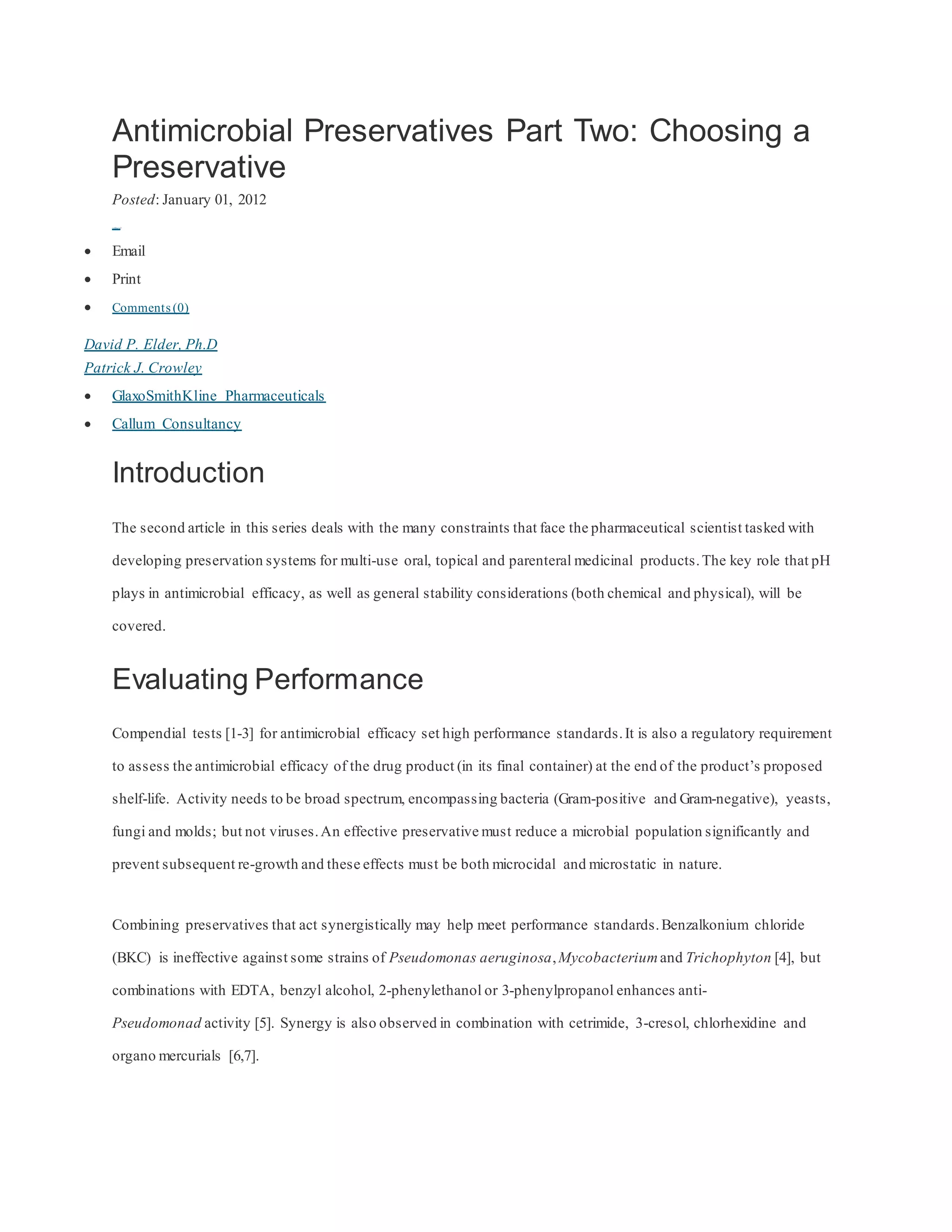 Antimicrobial preservatives 1 | DOCX | Chemistry | Science