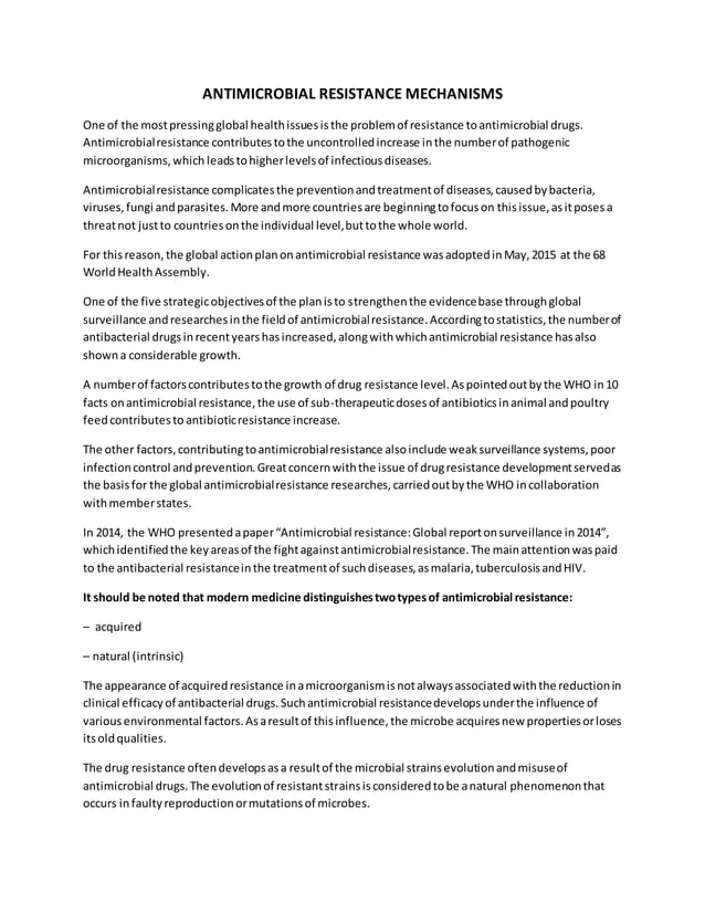 Antimicrobial resistance mechanisms | DOCX