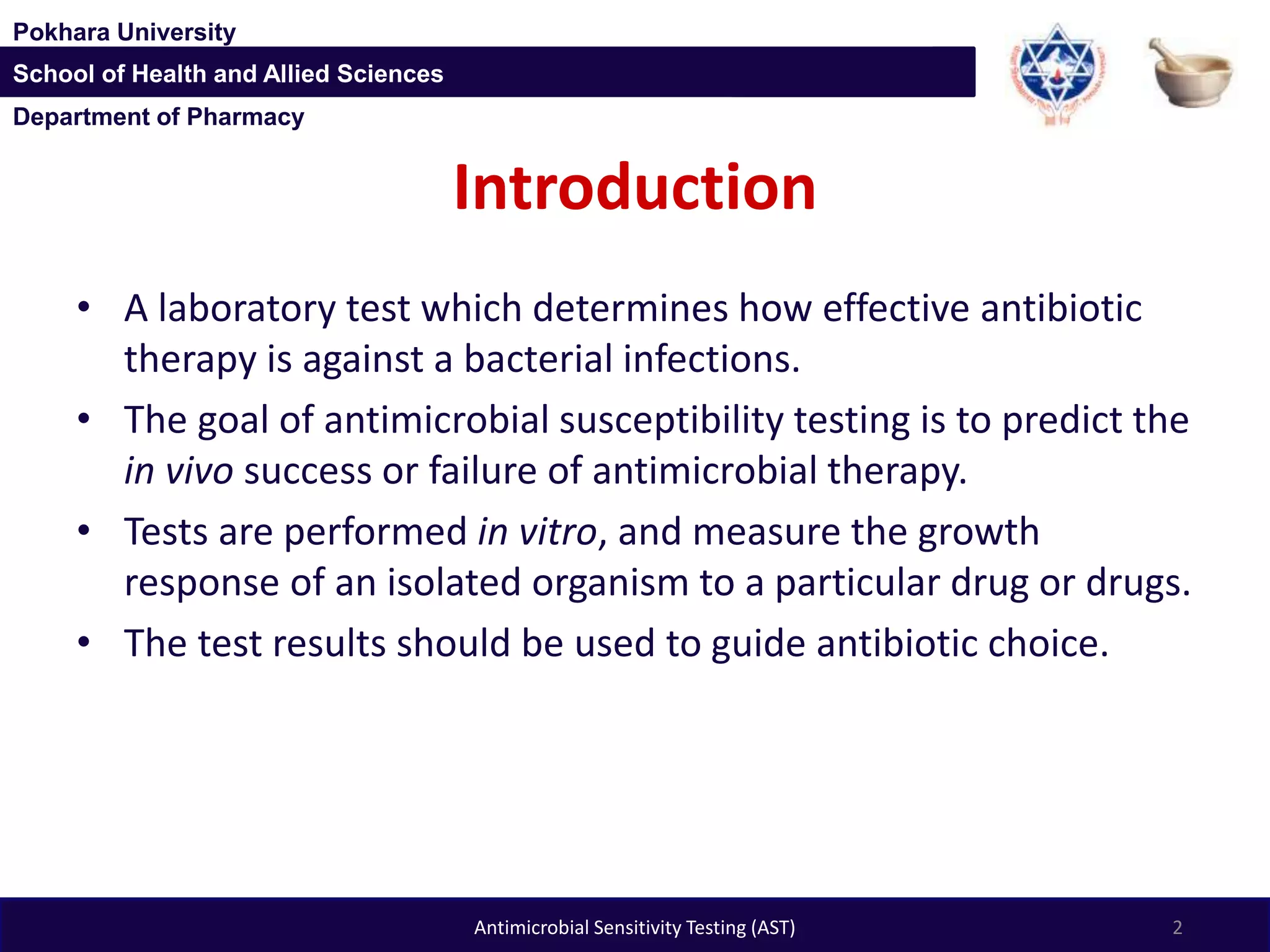 Antimicrobial sensitivity testing (AST) | PPTX