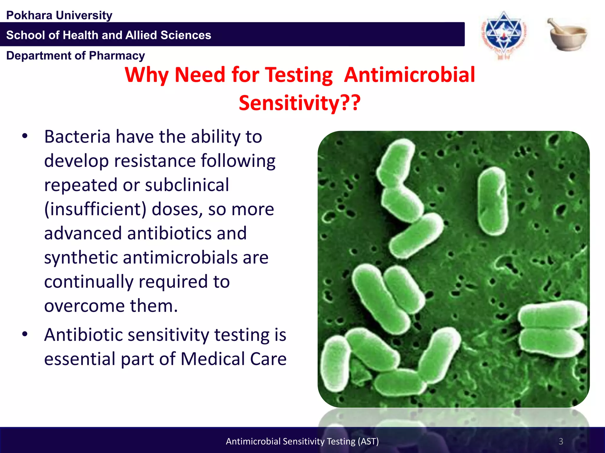 Antimicrobial sensitivity testing (AST) | PPTX