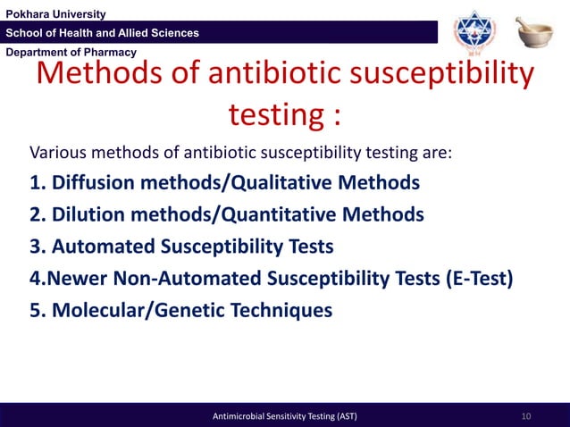 Antimicrobial sensitivity testing (AST) | PPTX