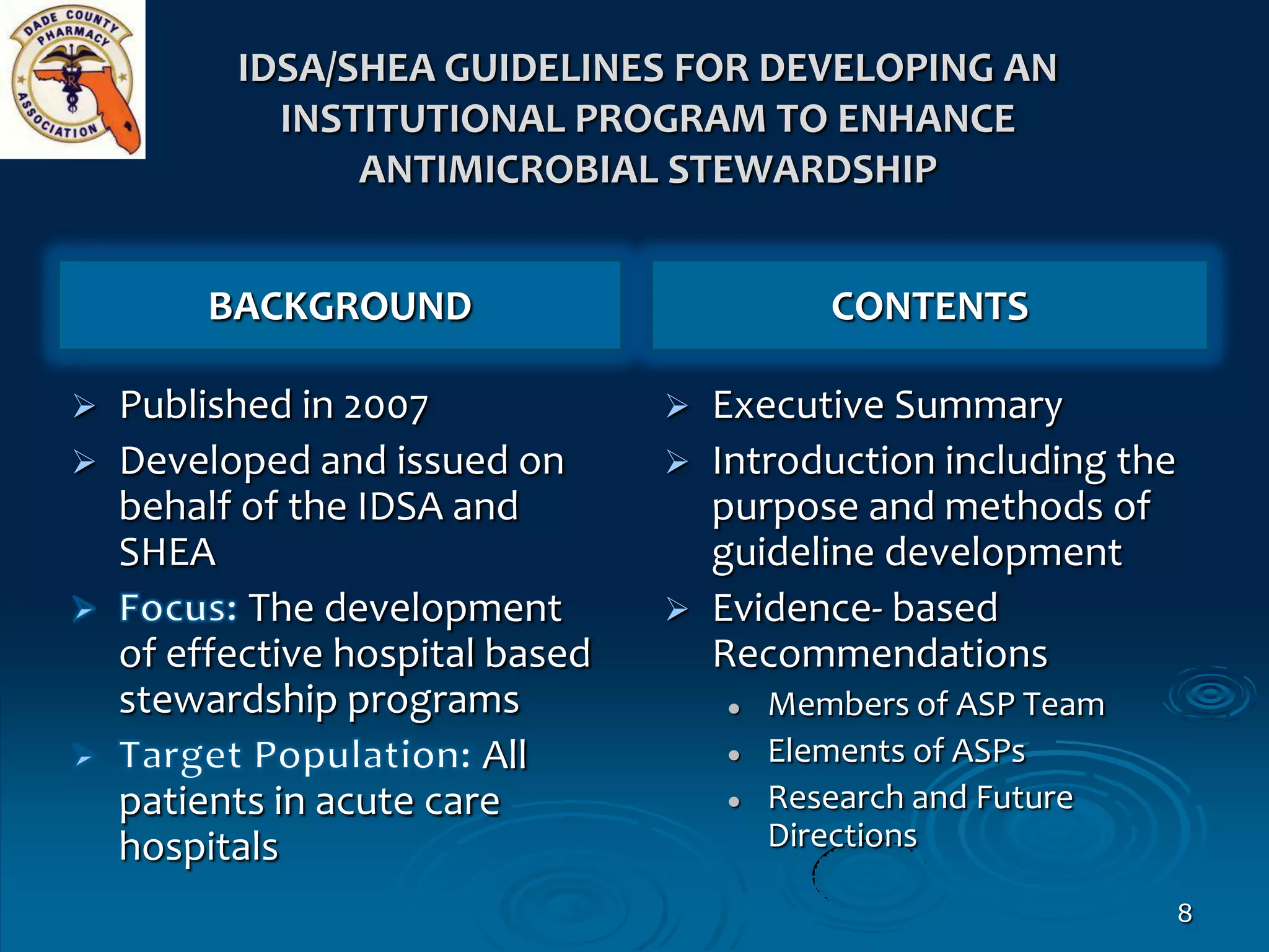 IDSA Practice Guidelines for Antimicrobial Stewardship Programs | PPTX