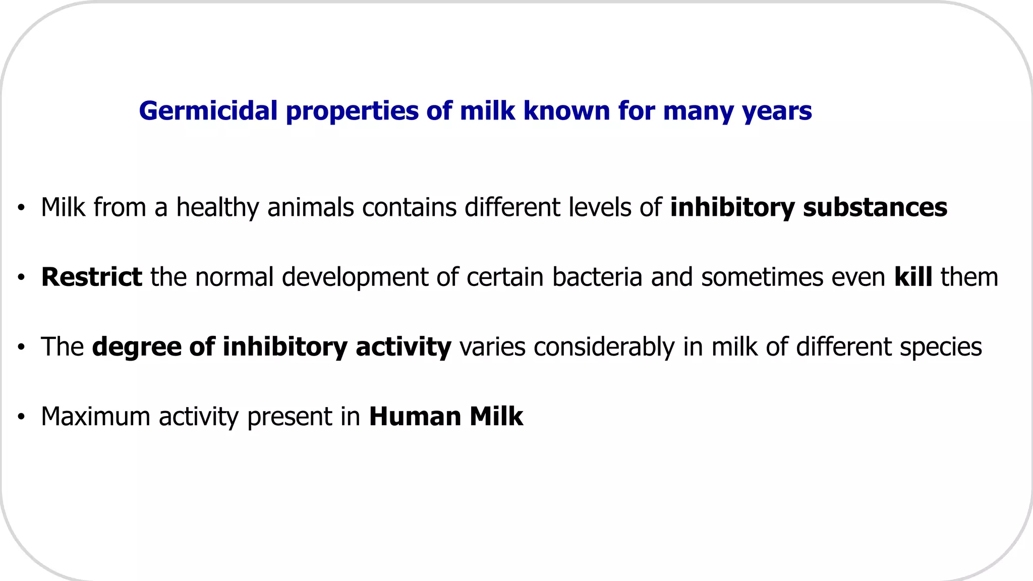Antimicrobial substances in milk | PPTX