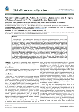 Research by Mahendra Kumar Trivedi - Antimicrobial Susceptibility Pattern, Biochemical ...