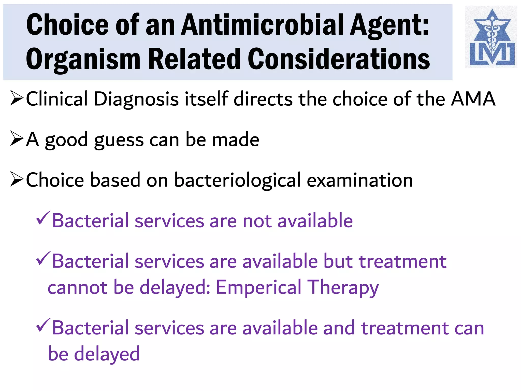 Antimicrobial therapy-General consideration | PDF