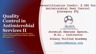 Quality Control in Antimicrobial Services II (Cat 37) | PPT