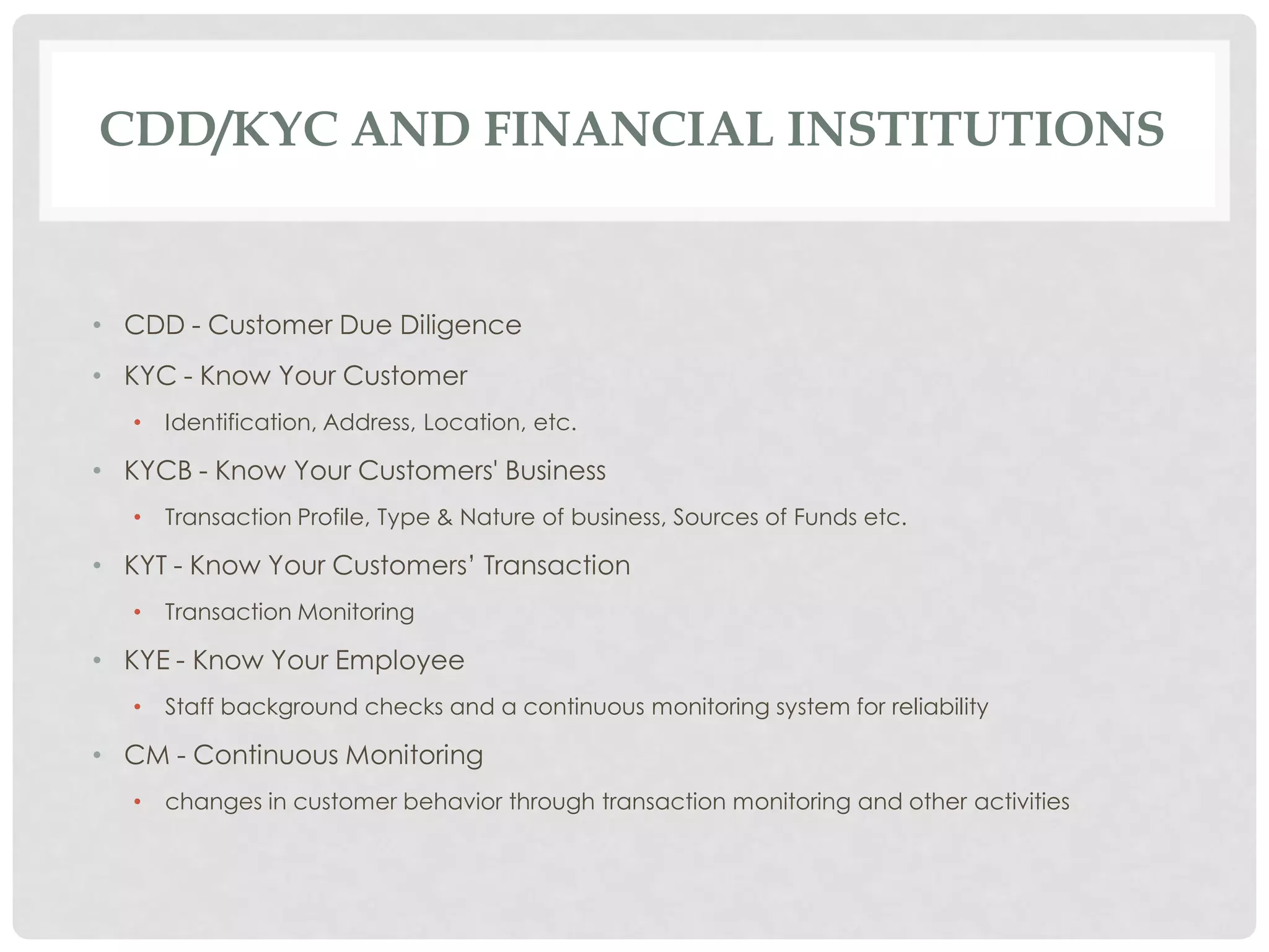 Anti Money Laundering - CDD & KYC | PDF