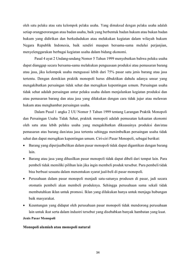 ANTI MONOPOLI DAN PERSAINGAN USAHA di Indonesia | PDF