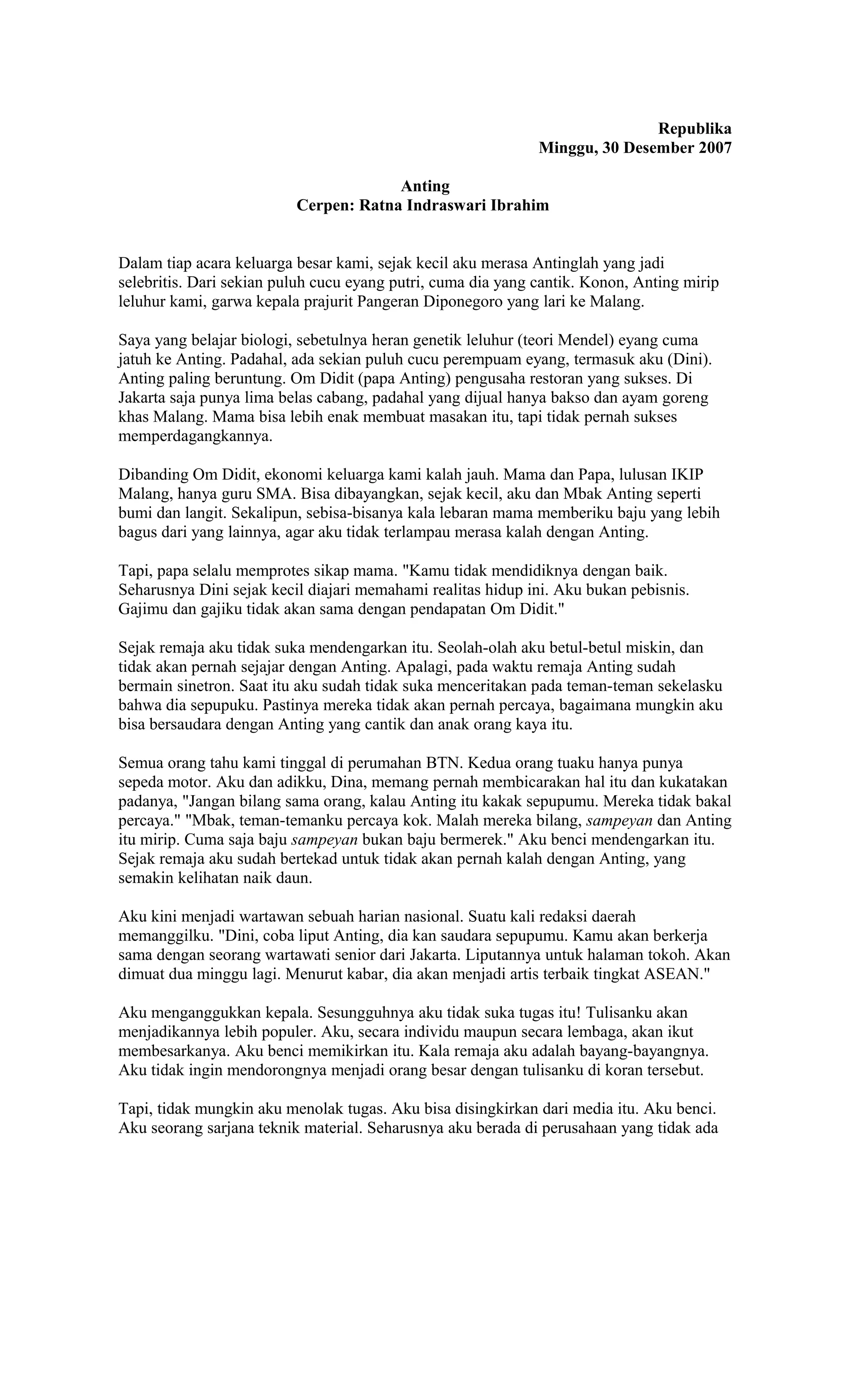 Anting (ratna indraswari ibrahim ) | DOC