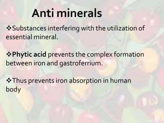 antinutrients in the grains and cereals with meathods of reduction | PPTX