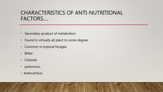 Anti nutritional factors | PPTX
