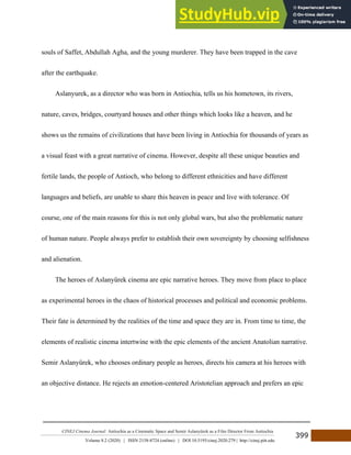 Antiochia As A Cinematic Space And Semir Aslany Rek As A Film Director ...