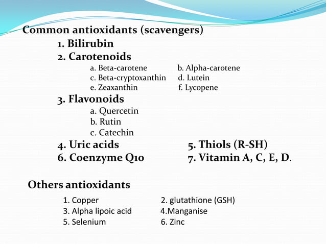 Antioxidants | PPTX | Chemistry | Science