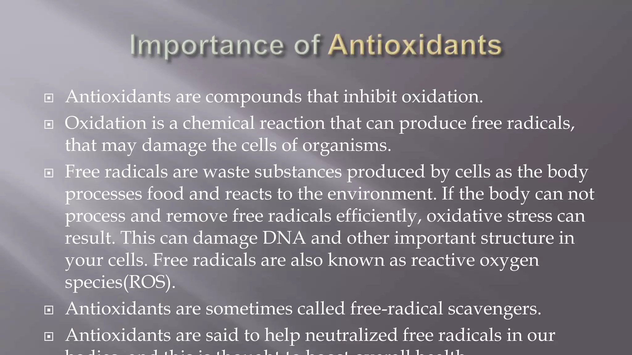 Antioxidants | PPTX