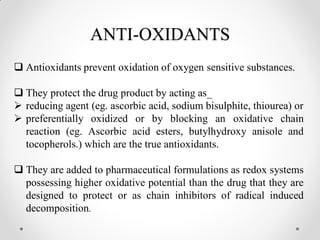 Antioxidants and preservatives | PDF