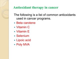 Antioxidants and their therapeutic implications | PPTX