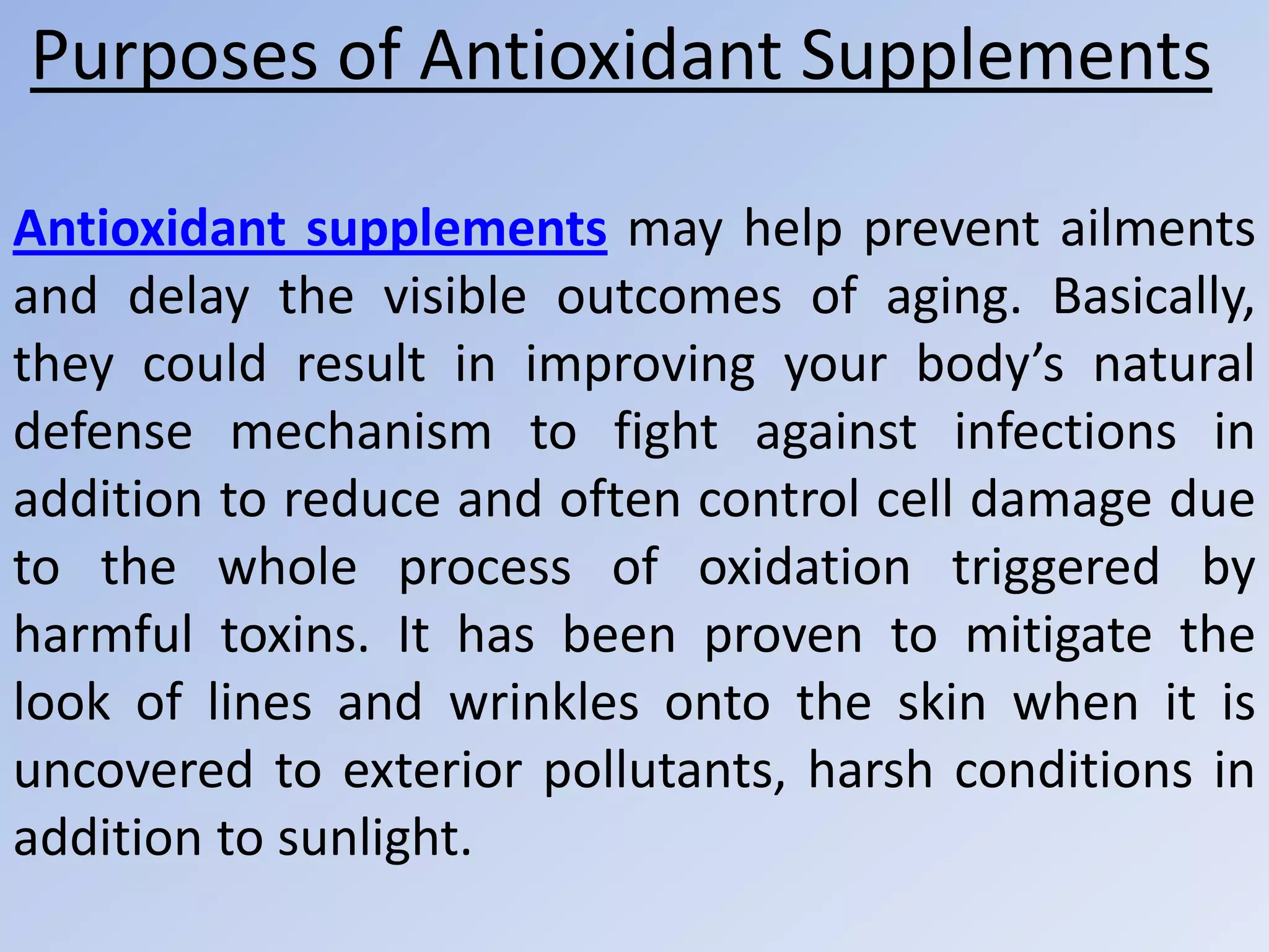 Antioxidant supplements | PPTX