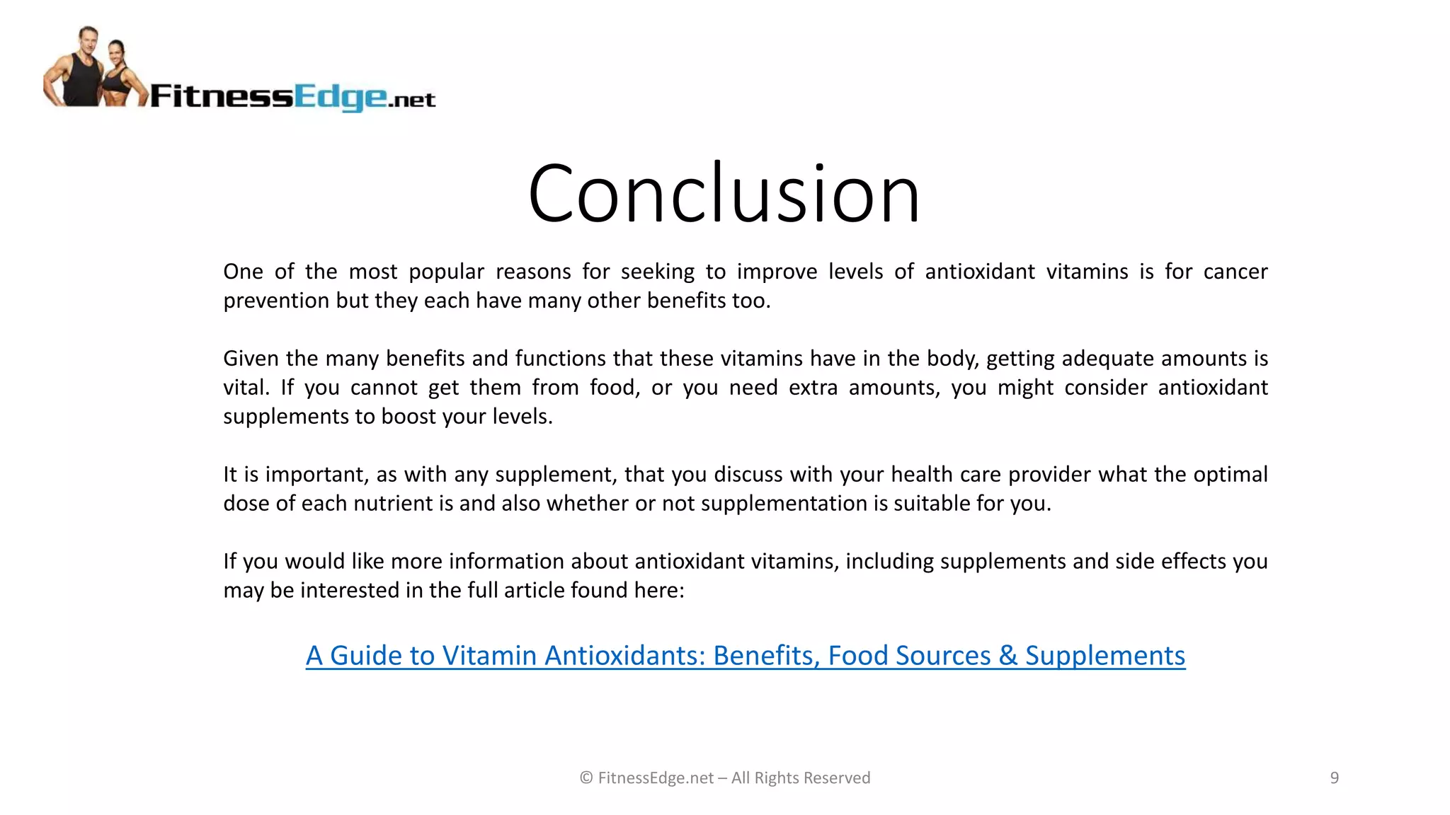 Antioxidant Vitamin Food Sources PowerPoint | PPT