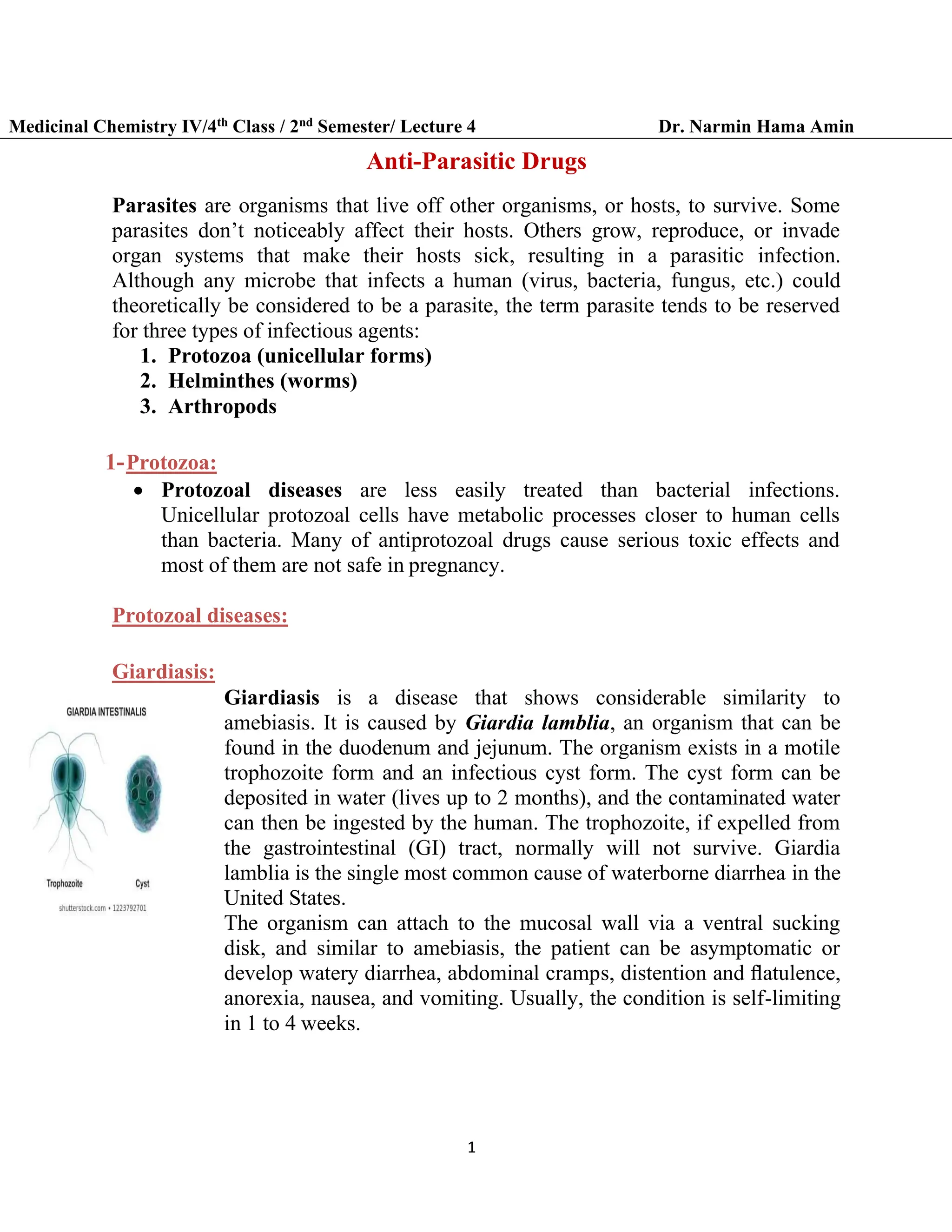 Antiparasitic drugs-Medicinal Chemistry | PDF