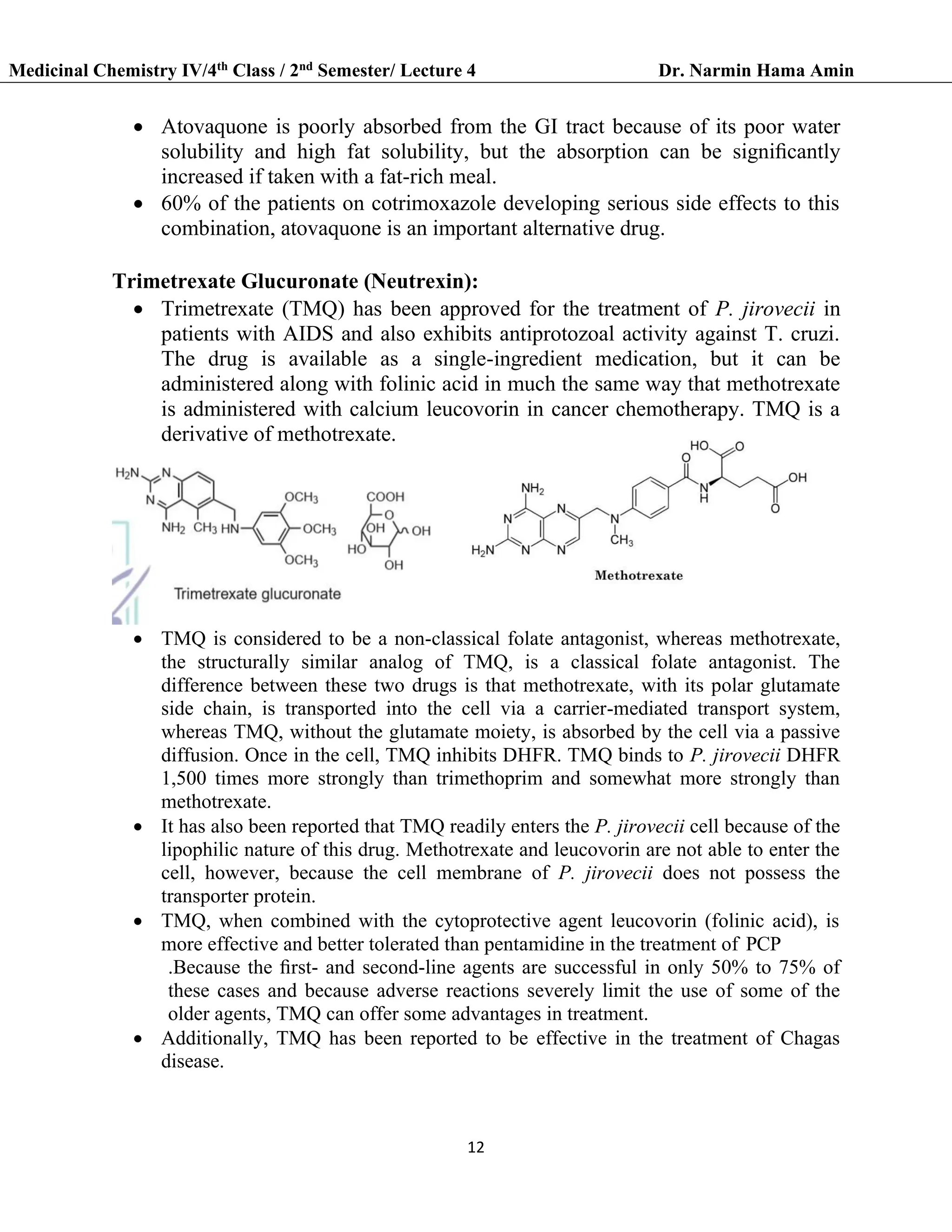 Antiparasitic drugs-Medicinal Chemistry | PDF