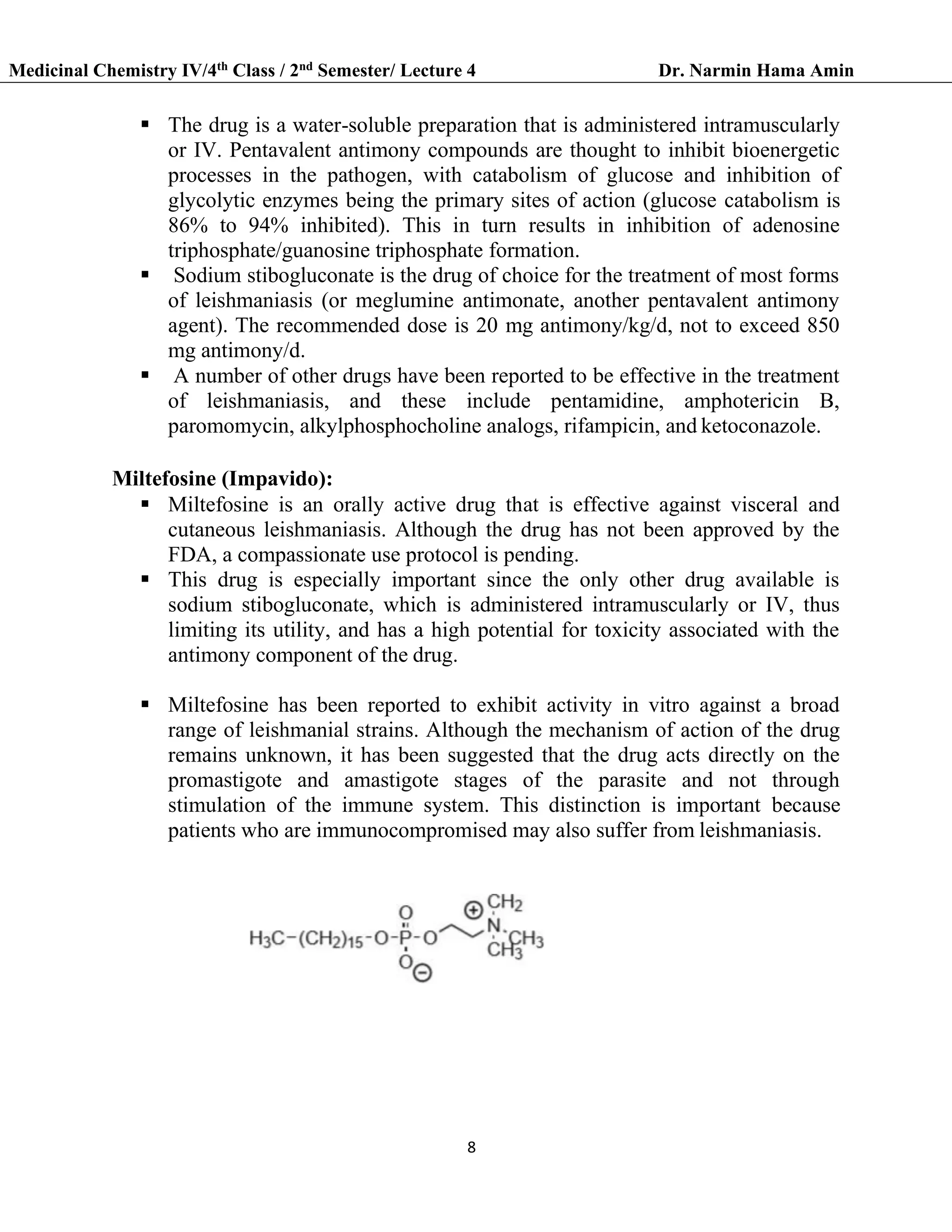 Antiparasitic drugs-Medicinal Chemistry | PDF