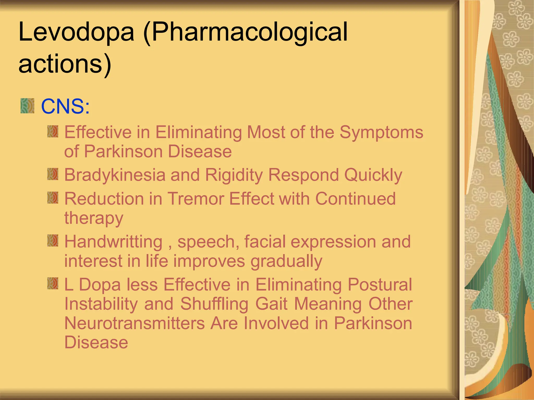 antiparkinson drug-Dopamine precursors,levodopa,cabidopa,bromocriptyne ...