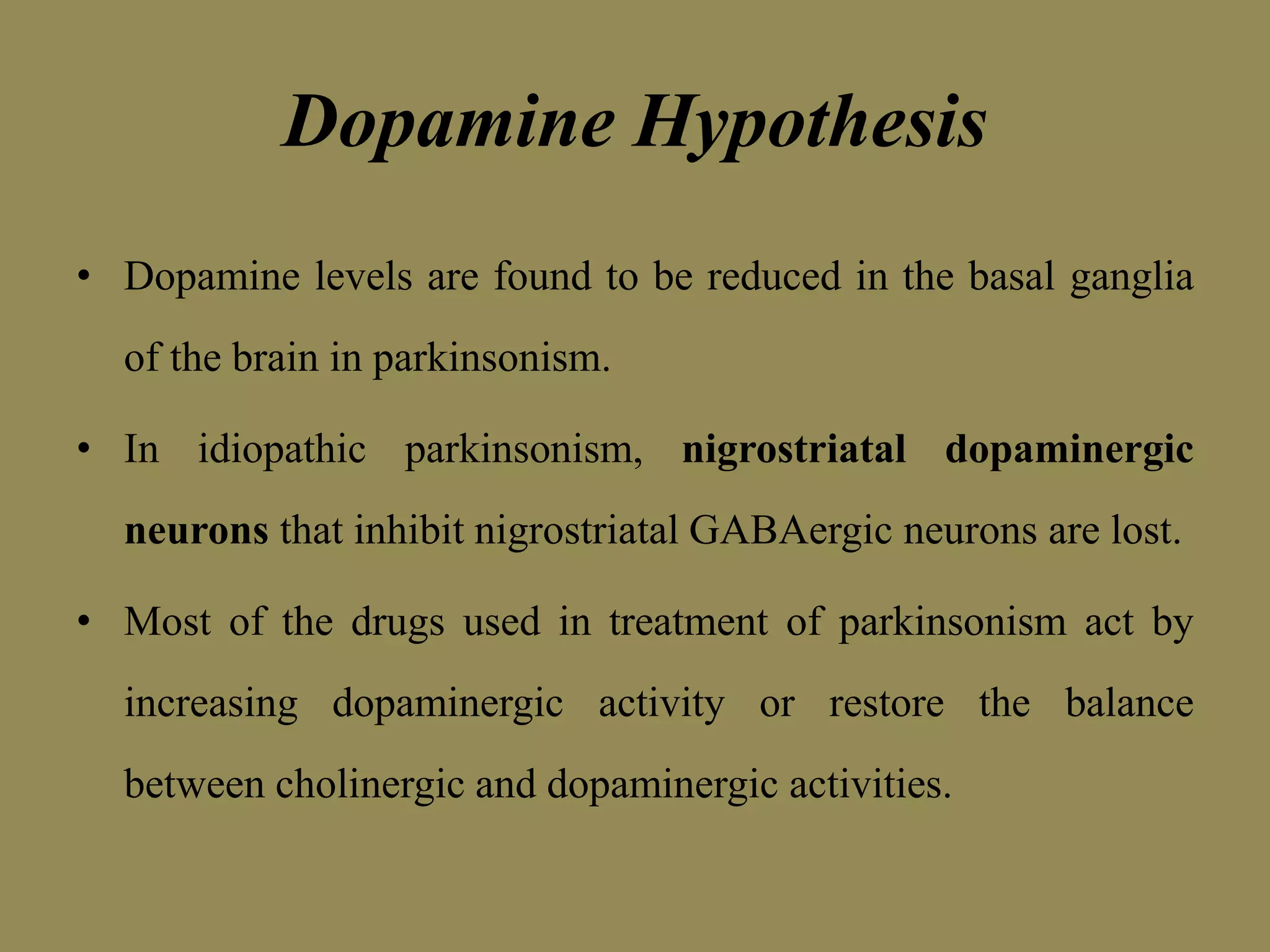 Anti-Parkinsonism drugs Pharmacology | PPTX