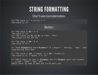 Python Anti patterns / tips / tricks | PPT
