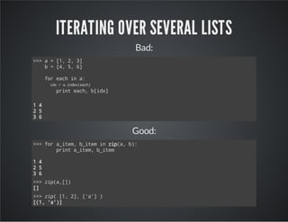 Python Anti patterns / tips / tricks | PPT