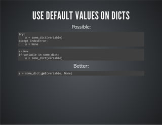 Python Anti patterns / tips / tricks | PPT