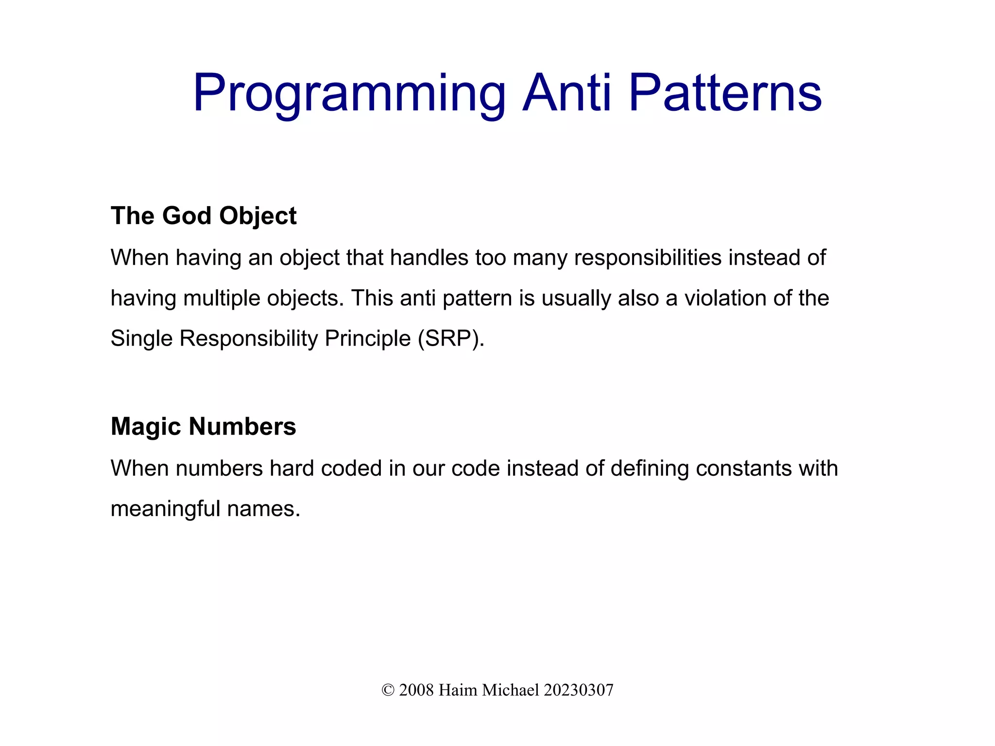 Anti Patterns | PDF