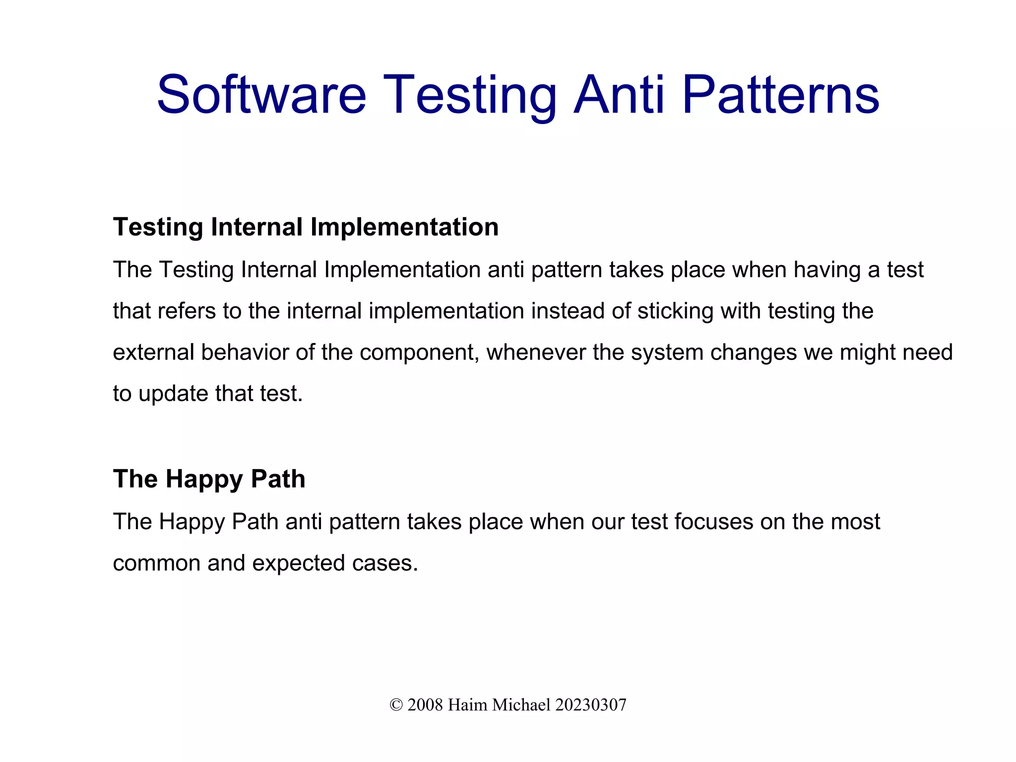 Anti Patterns | PDF