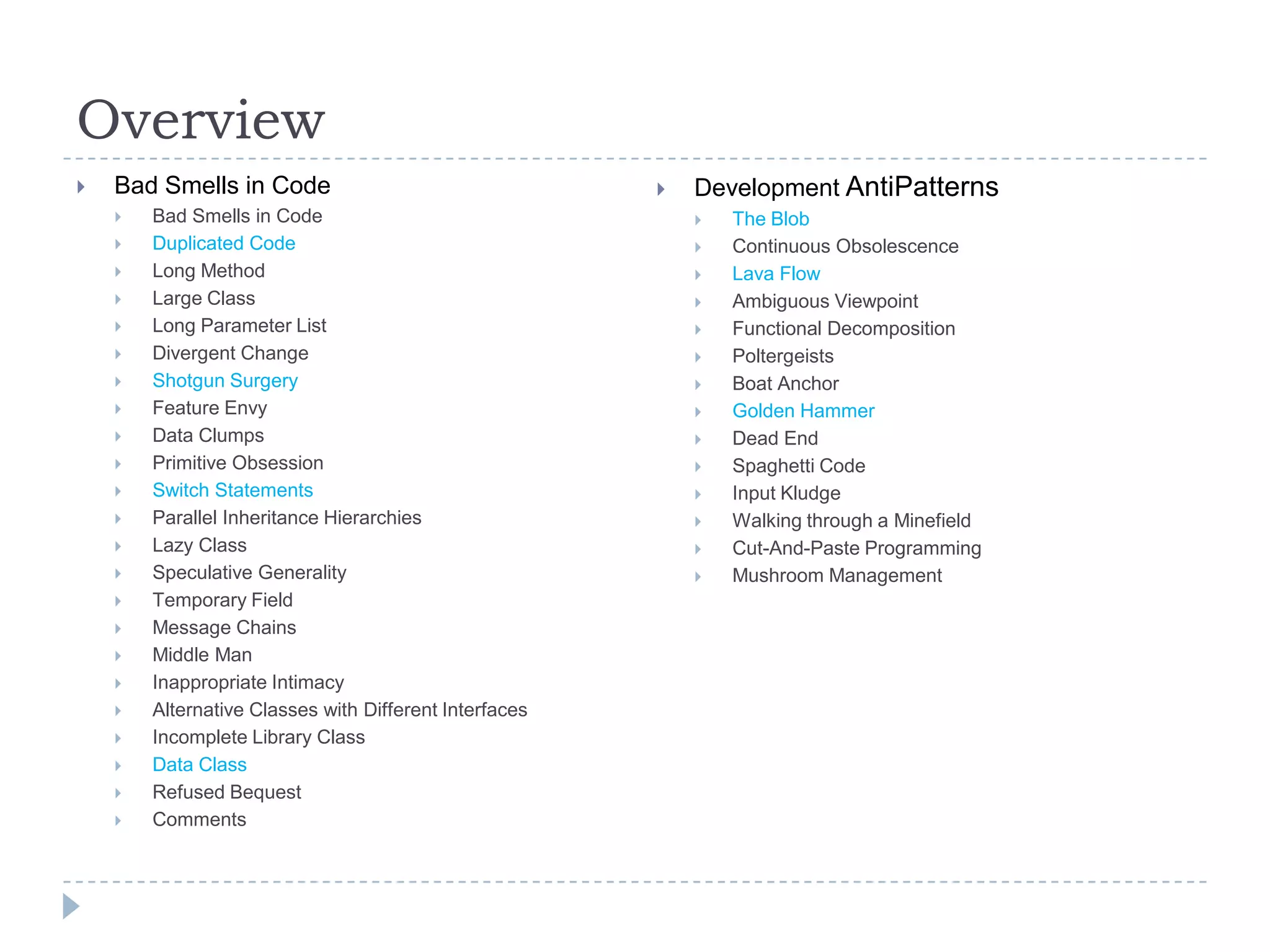Introduction to AntiPatterns & CodeSmells | PPTX