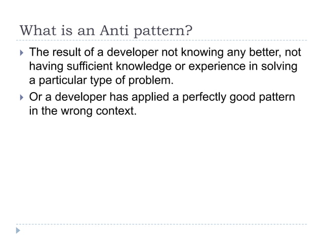 Introduction to AntiPatterns & CodeSmells | PPTX