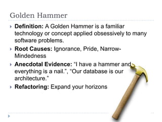 Introduction to AntiPatterns & CodeSmells | PPTX