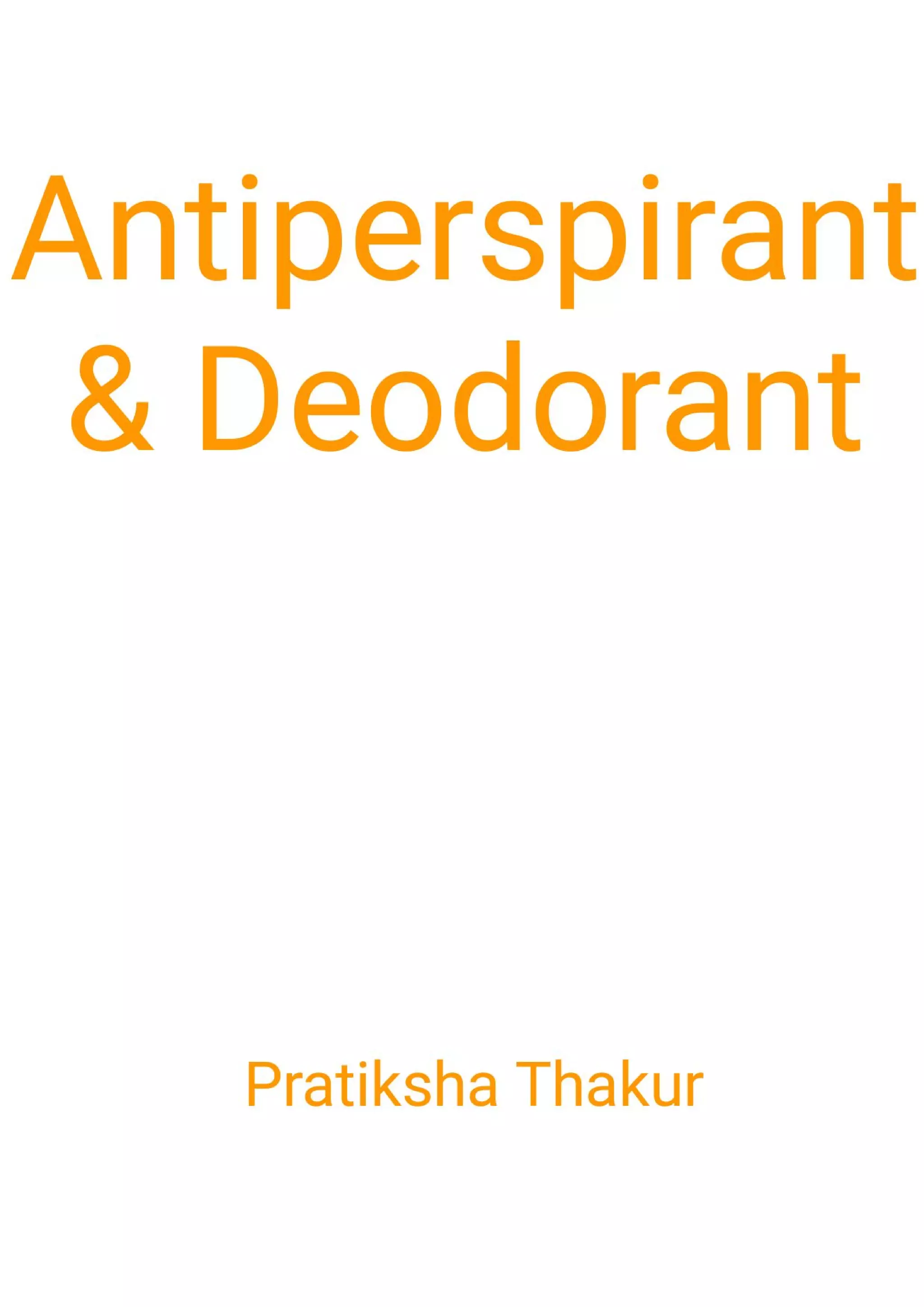 Antiperspirant and Deodorant | PDF