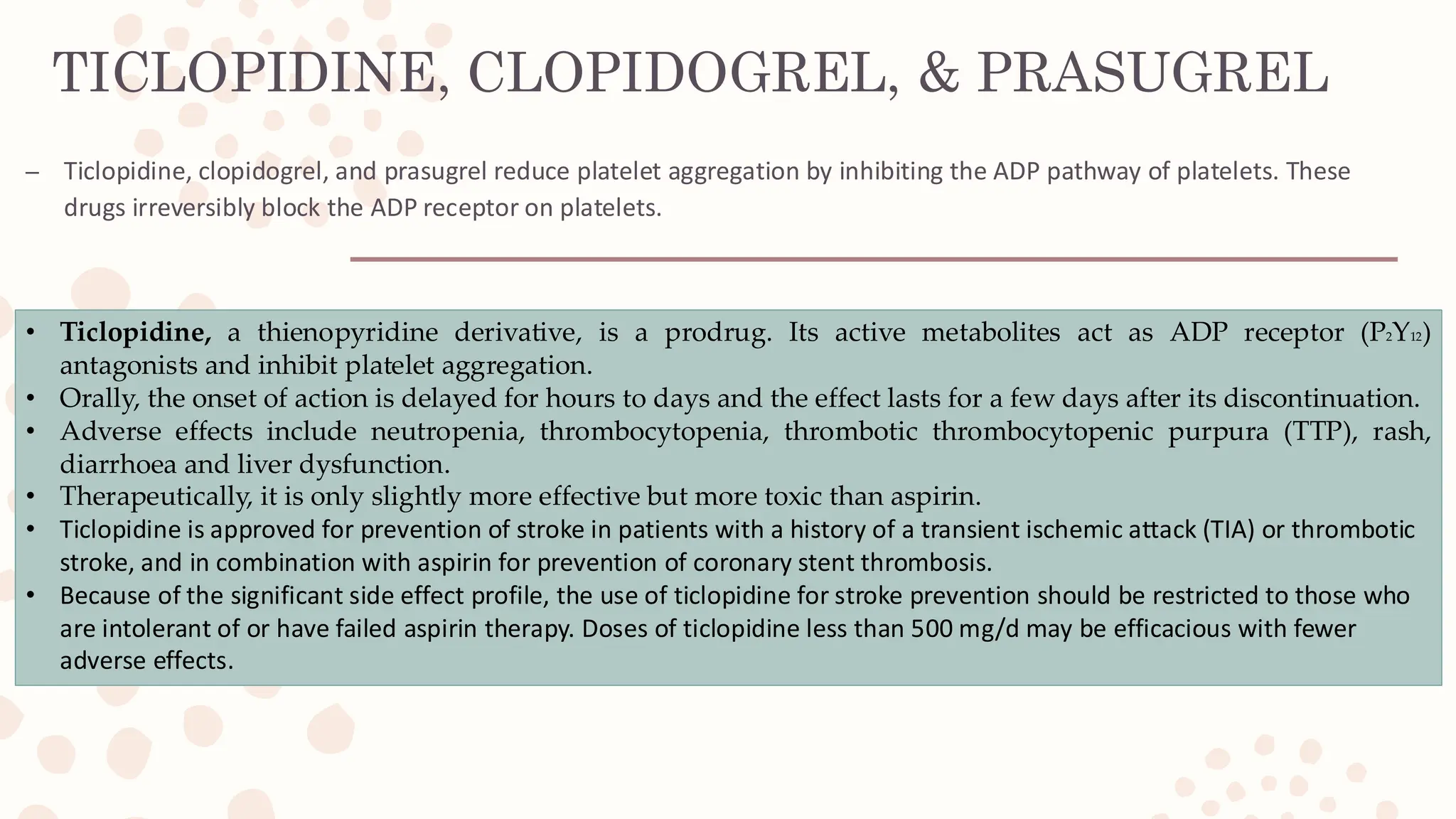 Pharmacology of the antiplatelet agents.pdf | Blood Disorders ...