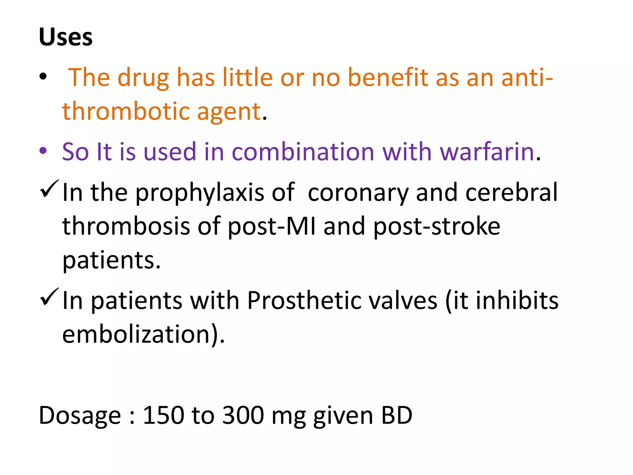 Pharmacology of Anti platelet drugs | PPTX