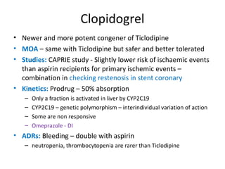 Antiplatelet drugs (antithrombotics) | PPT