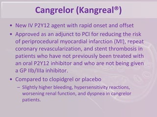 Antiplatelet Therapy: What’s New, Older Agents and How They Work | PDF