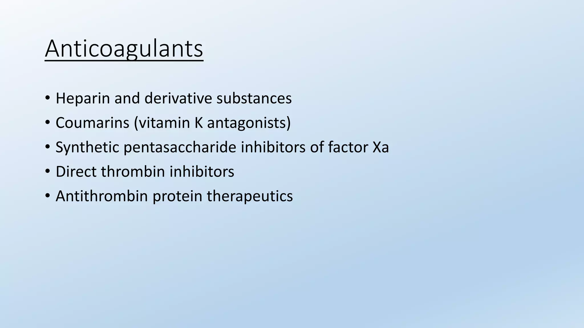 Antiplatelets and anticoagulants | PPTX | Blood Disorders | Diseases ...